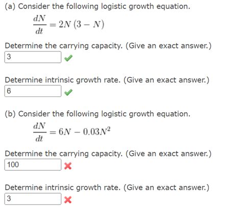 Solved A Consider The Following Logistic Growth Equation