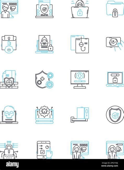 surveillance linear icons set monitoring observation investigation