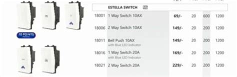 Platinum 15a Pm Cona Estella Switches 1 Way At Rs 120 Piece In Indore