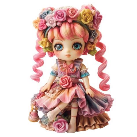 Premium Ai Image There Is A Doll With A Pink Dress And A Flower Crown