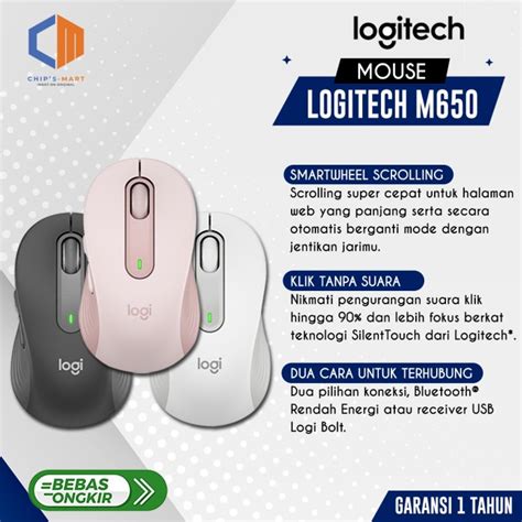 Jual Logitech Signature M650 Mouse Wireless Bluetooth Silent Garansi Shopee Indonesia