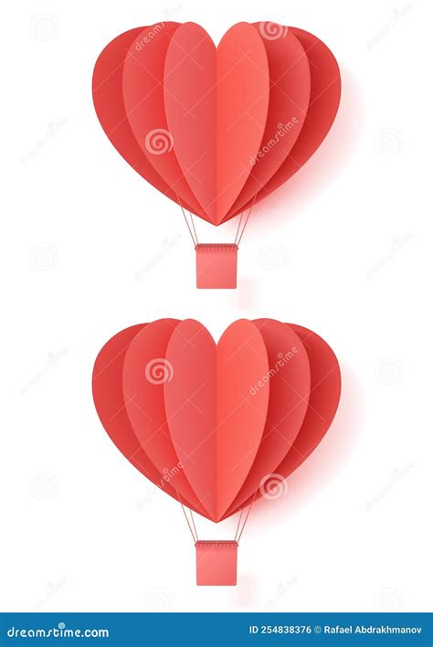Happy Valentines Day Vector Illustration Design With Two Paper Cut Red