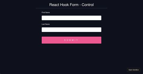 React Hook Form Control Forked Codesandbox