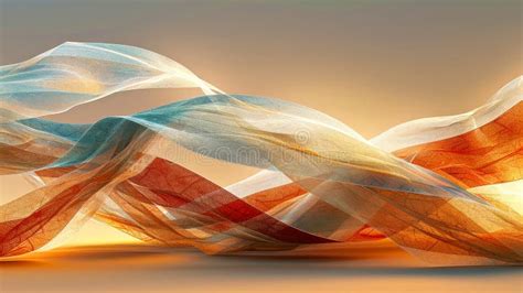 Abstract Waves Of Translucent Fabric In Warm Sunrise Colors Banner Stock Illustration