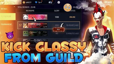 Kick Classy From Guild😡 1 Vs 1 Guild Kick Challenge On Live 😂 Youtube