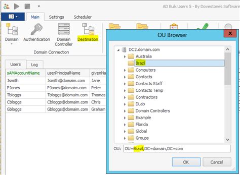 How Do I Move Users To A New Ou Using Ad Bulk Users Dovestones Software