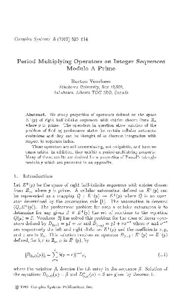 pdf period multiplying operators on integer sequences modulo a prime