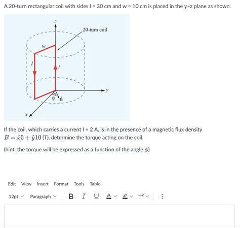 Solved A 20 Turn Rectangular Coil With Sides I 30 Cm And W Chegg