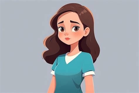 Premium Photo Pensive Woman Cartoon Character In Thoughtful Mood