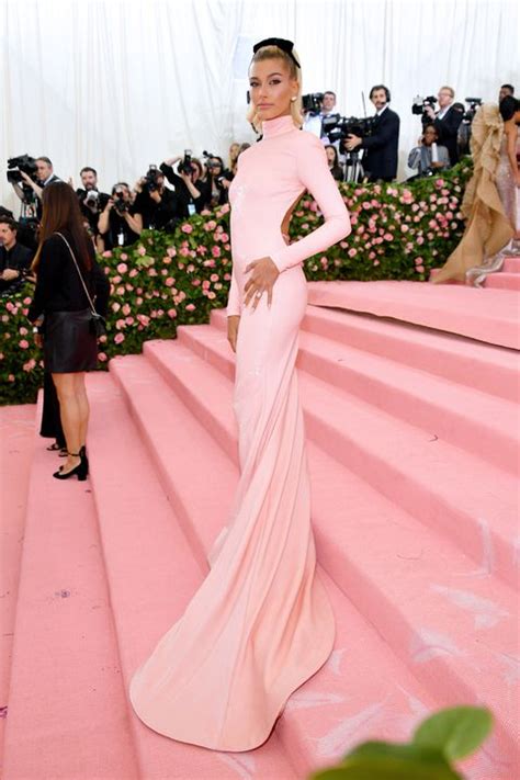 Hailey Baldwin Wore A Millennial Pink Gown With A Bedazzled Whale Tail