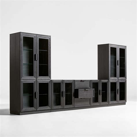 Calypso Black Elm Wood 90 Storage Media Console With 2 Modular Glass