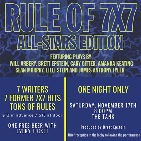 Rule Of 7x7 At The Tank Announces Rule Of 7x7 All Star Edition