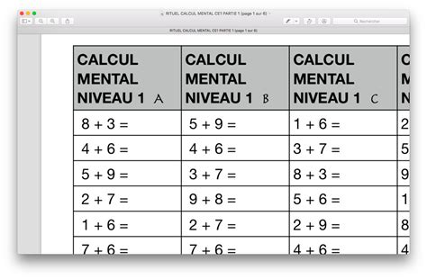 RITUEL CALCUL MENTAL ADDITIONS ET SOUSTRACTIONS CE1 CE2 Divers La