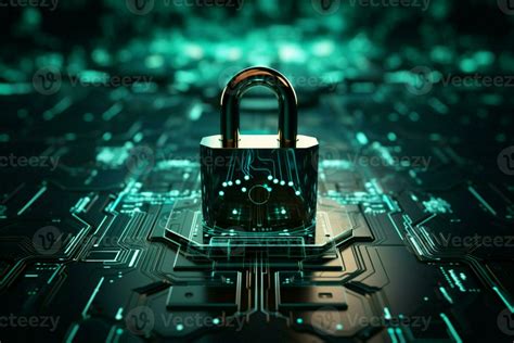A Digital Screen Featuring A Lock Symbolizing Cybersecurity And