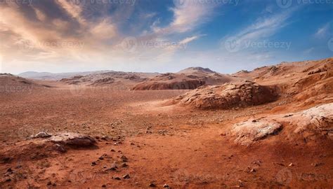 Mars Surface Shows A Dry Barren Landscape With Reddish Brown Hues Rocky Terrain And Dust