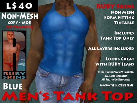 Second Life Marketplace Ruby Mens Tank Top Blue