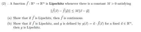 Solved 2 A Function F Rm → Rm Is Lipschitz Whenever