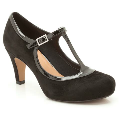 Clarks Ladies Chorus Thrill Black Suede Mary Jane Heel Shoe