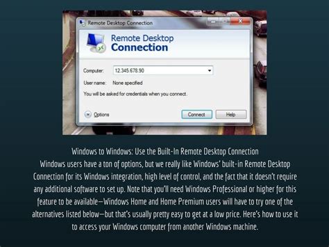 Windows To Windows Use The Built In Remote Desktop Connection Desktop Remote Connection