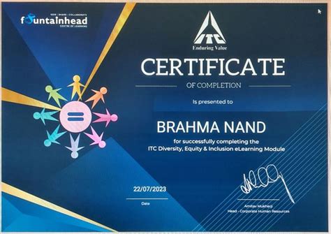 Brahma Nand On Linkedin Certificate Of Completion Dei