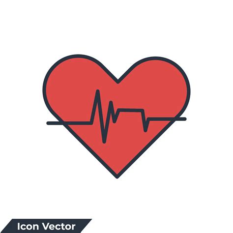 Pulse Rate Monitor Icon Logo Vector Illustration Heart Beat Symbol