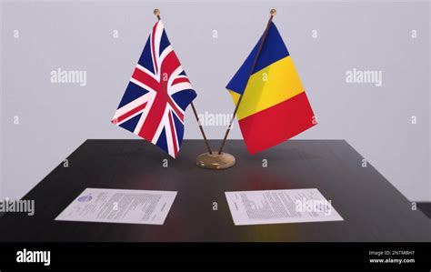Romania And UK Flag Politics Concept Partner Deal Beetween Countries