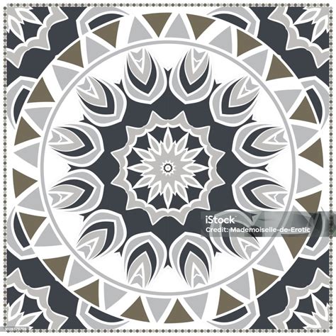 템플릿 소파 광장 베개에 대 한 인쇄입니다 손그리기 만다라와 꽃 형상 패턴입니다 그림입니다 직물 섬유 두건 Scarg 카펫 인쇄