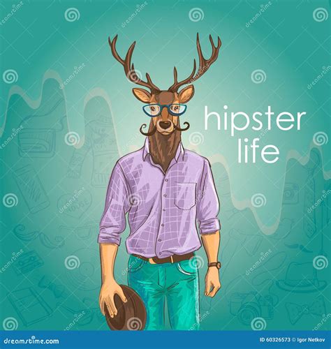 Hand Drawn Vector Illustration Of Deer Hipster Stock Vector