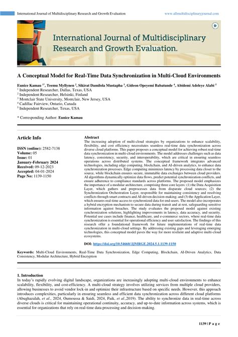 Pdf A Conceptual Model For Real Time Data Synchronization In Multi