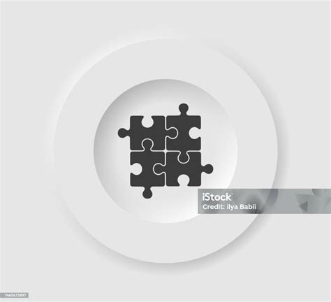 뉴모피즘 스타일의 퍼즐 아이콘 Neumorphic Button Ui 뉴모픽 디자인 벡터 일러스트 레이 션 3차원 형태에 대한