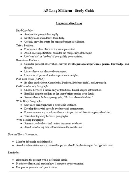 Ap Lang Midterm Study Guide Pdf Rhetoric Evidence