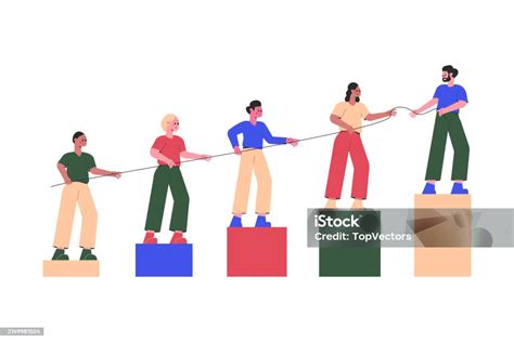 지도자를 따라 와 사람들 걷다 보유 끈 앞으로 벡터 일러스트 개념에 대한 스톡 벡터 아트 및 기타 이미지 개념 거리 걷기 Istock