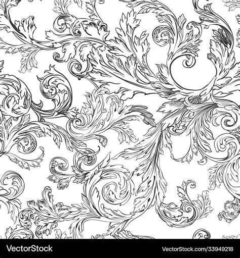 Vintage Flora And Leafage Foliage Monochrome Vector Image