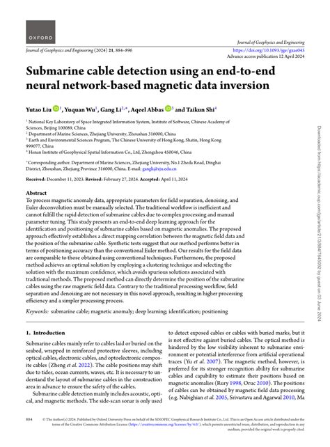 Pdf Submarine Cable Detection Using An End To End Neural Network Based Magnetic Data Inversion