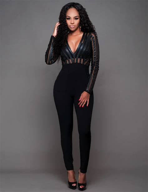 New Elegant Design Sexy Club Women Jumpsuits Striped Leather Patchwork Women Sexy Rompers
