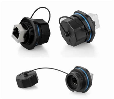 Rj45 Female Socket Straight Dual Port Ip65 Waterproof Ethernet