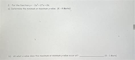 Solved For The Function Y 3x227x26a ﻿determine The