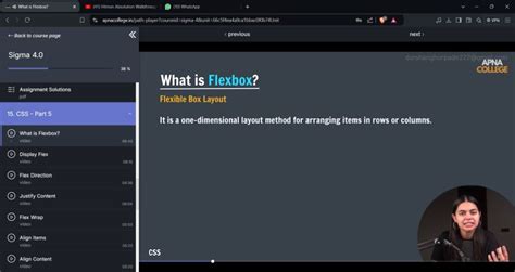 learned about css flexbox with apna college sigma 4 0 darshan