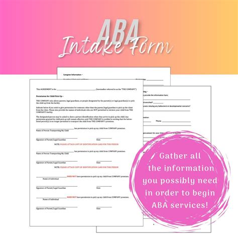 Aba Intake Form Etsy