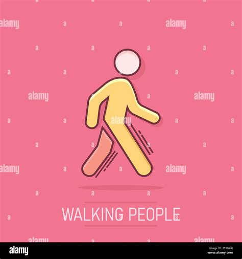 Vector Cartoon Walking Man Icon In Comic Style People Walk Sign