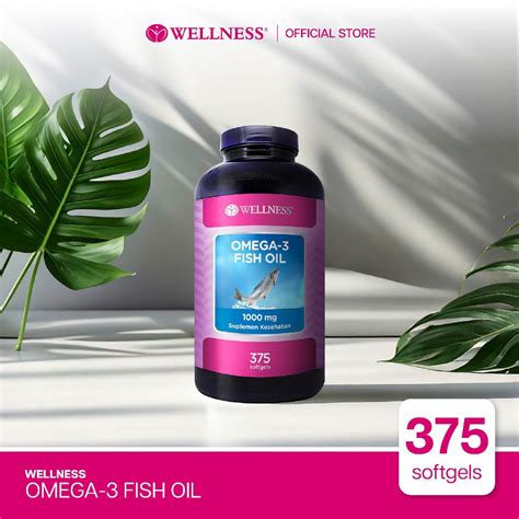 Jual Wellness Omega 3 Fish Oil 1000mg 375 Softgels Shopee Indonesia