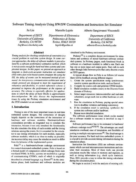 software timing analysis using hwsw cosimulation and instruction set
