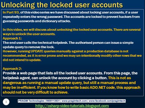 sql server and c video tutorial part 94 unlocking the user