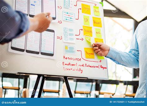 team of ux ui designer mobile development experience app stock image
