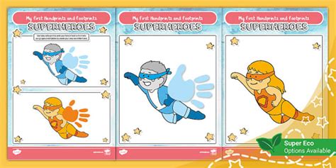 My First Handprints Superheroes Handprint Art Activity