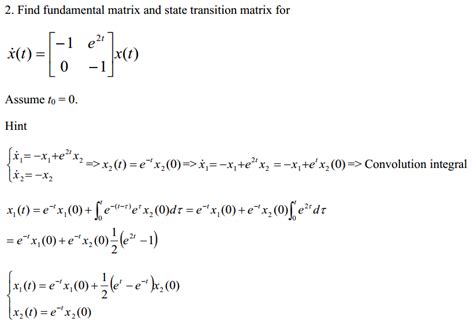 solved 2 find fundamental matrix and state transition