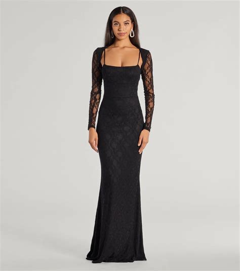 Windsor Adele Sleeveless Lace Mermaid Dress With Bolero In Black Size