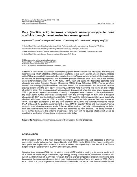 Pdf Poly I Lactide Acid Improves Complete Nano Hydroxyapatite Bone