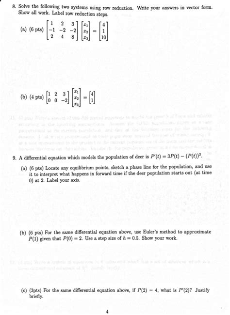 solved 8 solve the following two systems using row