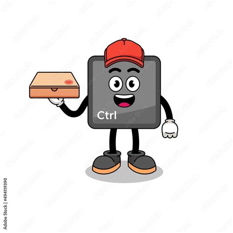 Keyboard Control Button Illustration As A Pizza Deliveryman Stock